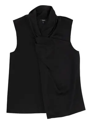 Theory Sleeveless Draped Cowl Neck Blouse - Black