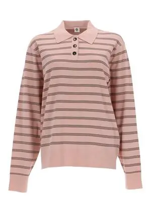 THE GARMENT Striped Long Sleeve Knit Polo Top - Multicolour