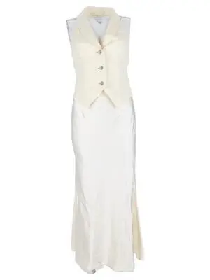 SELF-PORTRAIT Sleeveless Tailored Maxi Dress - Ivory
