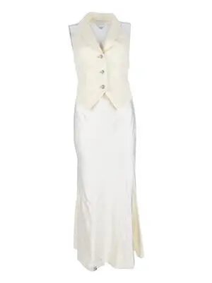 SELF-PORTRAIT Sleeveless Tailored Maxi Dress - Ivory