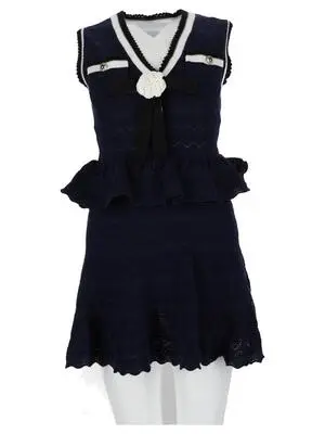 SELF-PORTRAIT SELF-PORTRAIT Sleeveless Knit Mini Dress With Contrast Trim