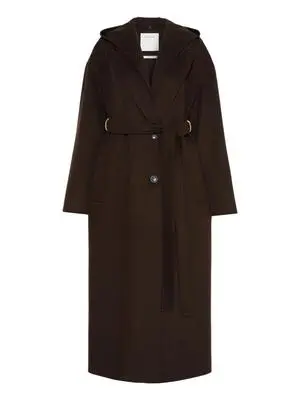Sportmax Virgin Wool Belted Overcoat - Marrone