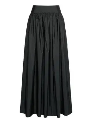 Max Mara Max Mara Studio Shiny Silk-Blend Taffeta Skirt With Gathered Waist And Inset Side Pockets Nero
