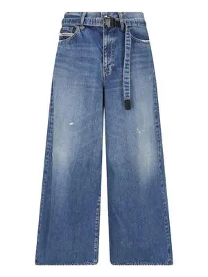 Sacai Belted Wide-leg Jeans - Blue