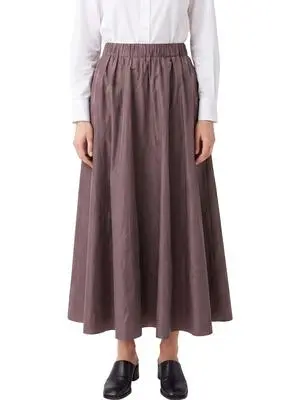 PAROSH High-waisted Flared Midi Skirt - Brown