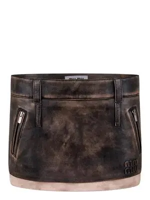 MIU MIU Leather Mini Skirt