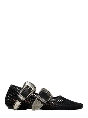 Toga Crochet Mesh Ballet Flats - Black