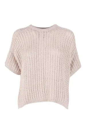 Antonelli Firenze Short-sleeve Open-knit Sweater - Pink