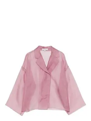 Antonelli Firenze Sheer Lapel Cropped Shirt - Pink