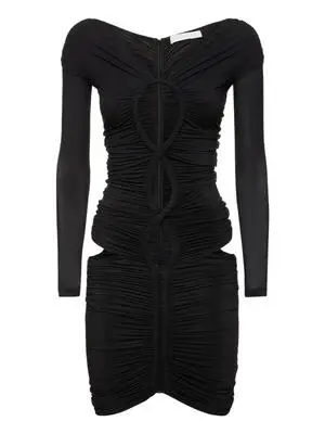 DION LEE Dion Lee Pleated Long Sleeve Cut Out Dress