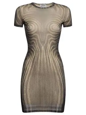 JEAN PAUL GAULTIER Jean Paul Gaultier Spiral Print Mesh Mini Dress