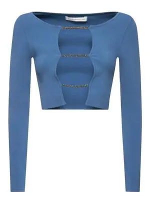 CHRISTOPHER ESBER Crystal Cutout Rib Jersey Top