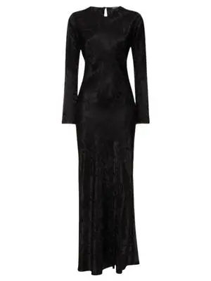 ANINE BING Freja Silk Jacquard Long Dress - Black