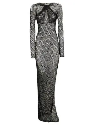 Coperni Sequined Crocheted Hollowed-out Maxi Dress - Black