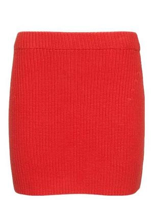 SIMONMILLER Ribby Wide Gauge Cotton Knit Mini Skirt - Red