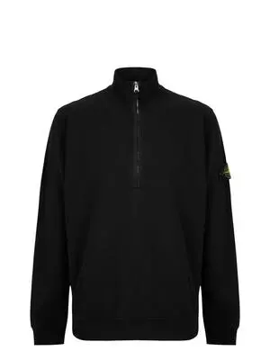 Stone Island Quarter Zip Sweatshirt - Black