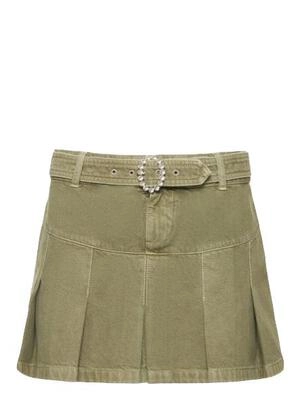 ALESSANDRA RICH Alessandra Rich Pleated Denim Mini Skirt With Buckle