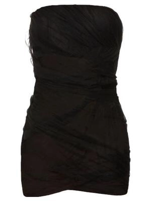 Attico Eita Draped Tulle Mini Dress - Black