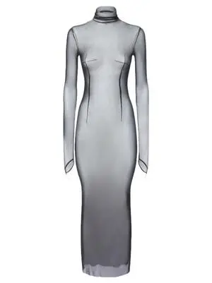 ANN DEMEULEMEESTER Aris Long Sleeve Tulle Midi Dress - Gray