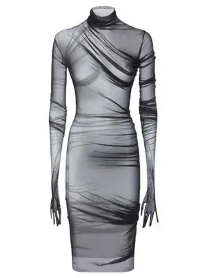ANN DEMEULEMEESTER Ellie Tulle Midi Dress - Gray