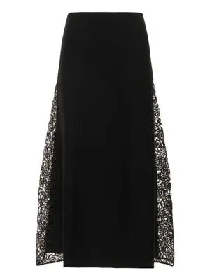 Gabriela Hearst Wool Knit Midi Skirt With Lace - Black