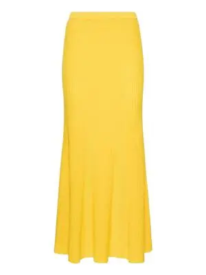Gabriela Hearst Elastic Waist Ribbed Knit Pleated Skirt - Yellow