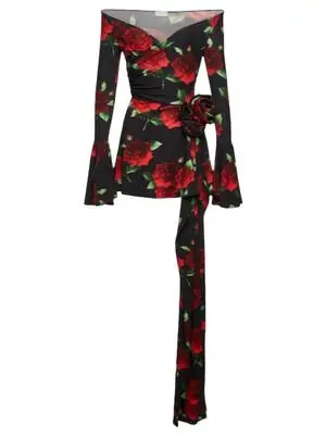 Magda Butrym Floral Print Jersey Mini Dress - Black