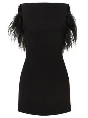 16Arlington Feather-trimmed Mini Dress - Black