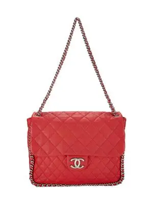 CHANEL Chanel Quilted Lambskin Chain Around Half Flap Maxi Shoulder Bag