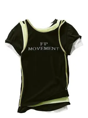Free People Ribbed Logo Tank - Black