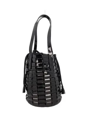 Dragon Diffusion Woven Leather Bucket Bag - Black
