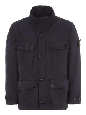 Stone Island Logo-patch Buttoned Jacket - Black
