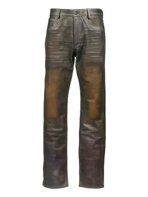 424 Leather Straight-leg Trousers - Grey