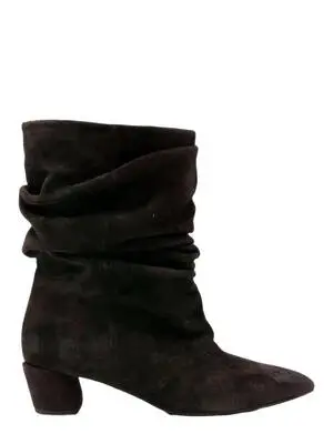 LISKA Liska Suede Slouchy Pointed-Toe Boots Brown