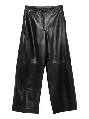 P.a.r.o.s.h Leather Wide-leg Trousers - Black