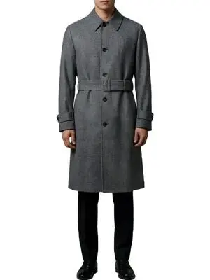 LARDINI Prince Of Wales Check Belted Coat - Grey