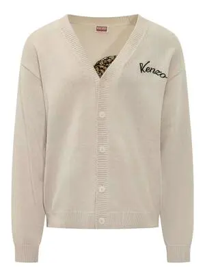 Kenzo Kenzo Jumping Tiger Embroidered Cardigan Neutrals
