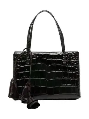 Magda Butrym Croc-effect Floral-pendant Tote Bag - Brown