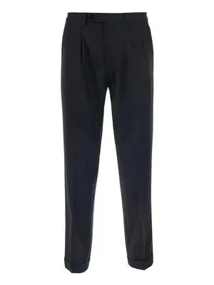 MICHAEL COAL Pleated Turned-up Trousers - Black