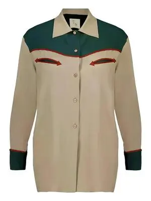 PAULA Piping-detail Cowboy Shirt - Grey