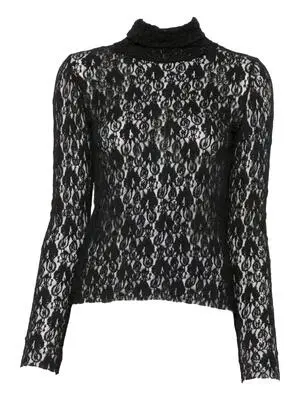 DIXIE DIXIE Floral Lace Roll-Neck Top