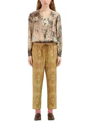 PIERRE-LOUIS MASCIA Silk Baroque Pattern Trousers - Neutrals