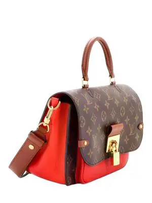 LOUIS VUITTON Vaugirard Handbag Monogram Canvas With Leather Satchel - Red