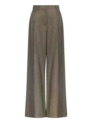 TWP Herringbone Pleated Trousers - Brown