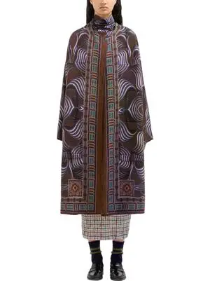 PIERRE-LOUIS MASCIA Geometric-print Kimono - Brown