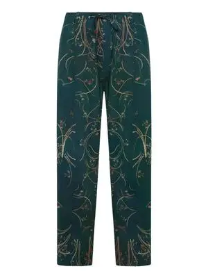 PIERRE-LOUIS MASCIA Dylan Botanical-pattern Wide-leg Trousers - Blue