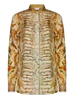 PIERRE-LOUIS MASCIA Aloe Long-sleeve Silk Shirt - Neutrals