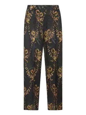 PIERRE-LOUIS MASCIA Beatex Floral-print High-waisted Trousers - Black