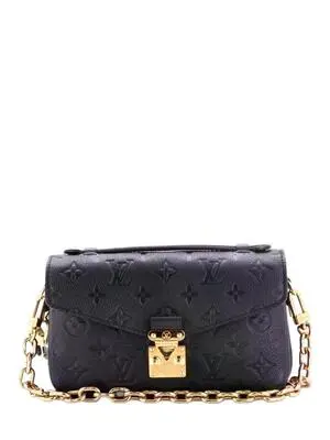 LOUIS VUITTON Pochette Metis Monogram Empreinte Leather East West Crossbody Bag - Black