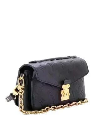 LOUIS VUITTON Monogram Empreinte Leather East West Pochette Metis Crossbody Bag - Black